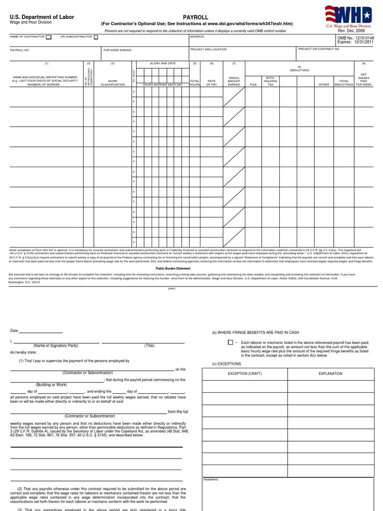 WH 347 | PDF | Payroll | Payroll Tax