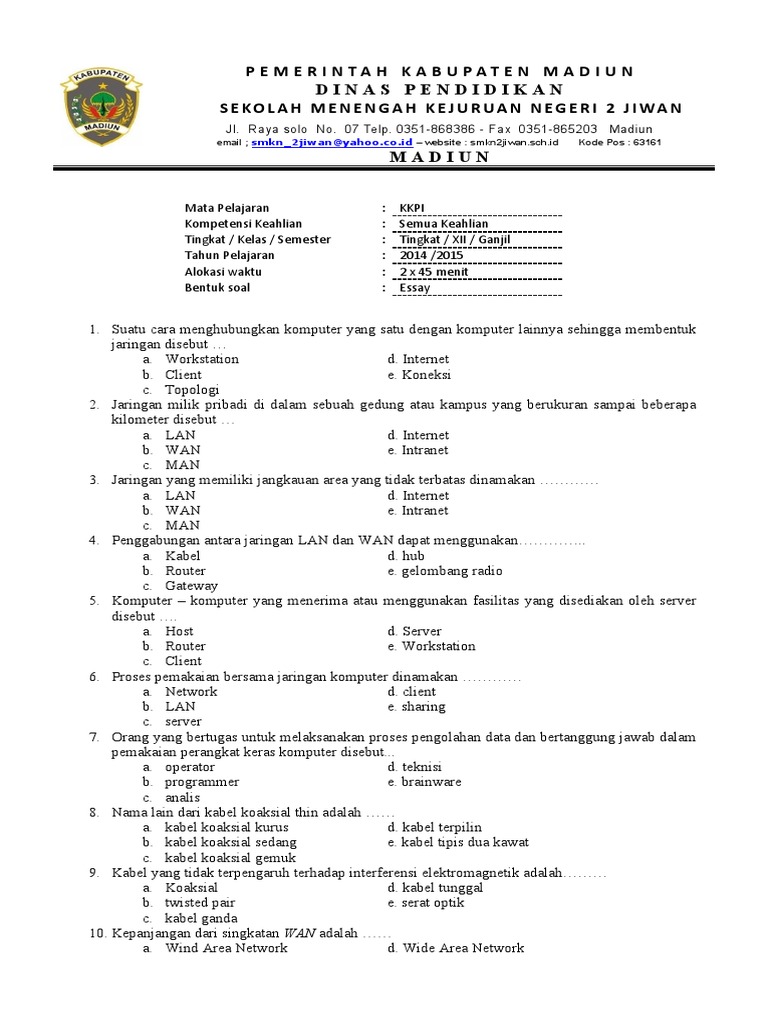Soal Kkpi Multiple Choice UAS | PDF