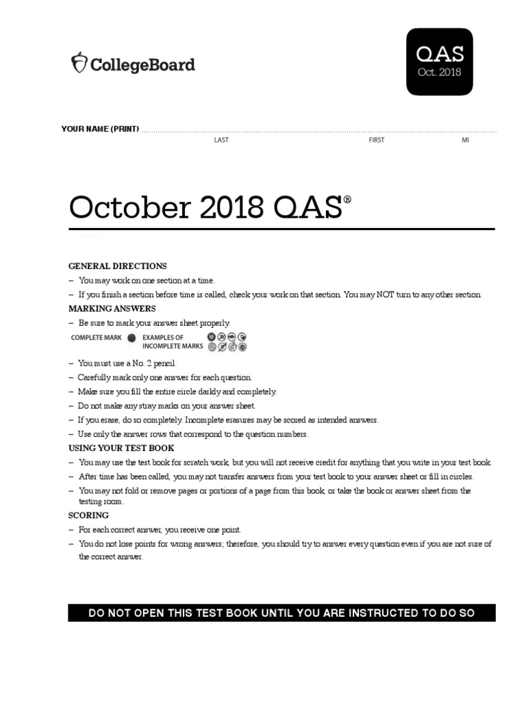 2018 October US QAS Full SAT | PDF