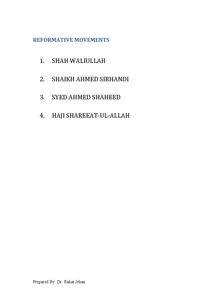 Reformative Movements | PDF | Wahhabism | Muhammad