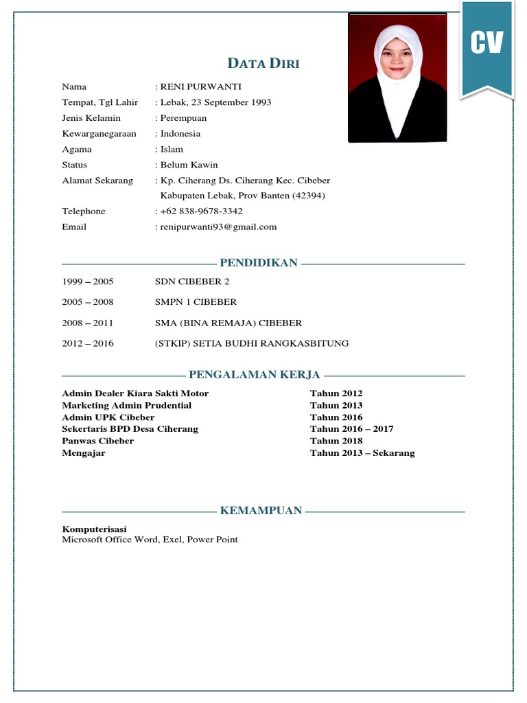 Contoh CV - Riwayat Hidup | PDF