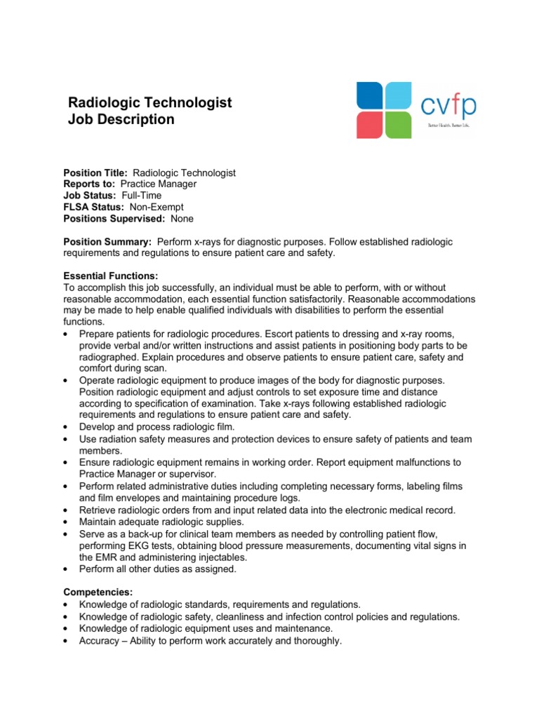 Radiologic Technologist Role | PDF | Radiology | Electronic Health Record