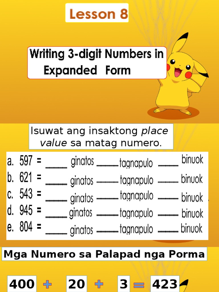 Lesson 8 Writing 3 Digit Nmbers | PDF