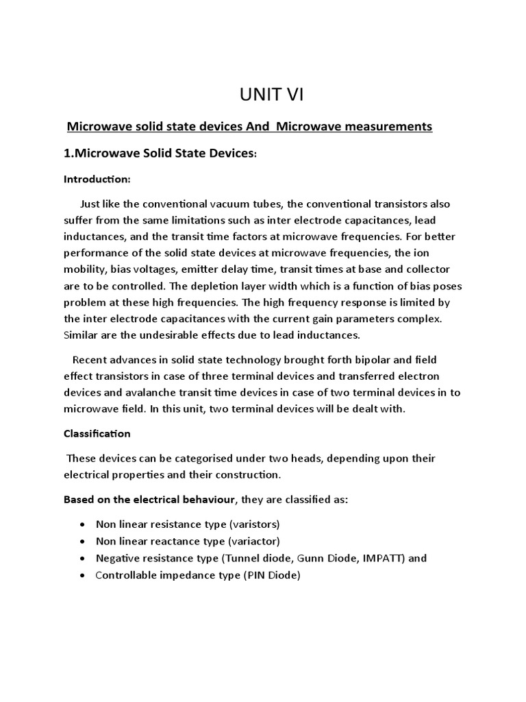 Microwave Solid State Devices, Microwave Measurements | PDF | Diode | P–N Junction