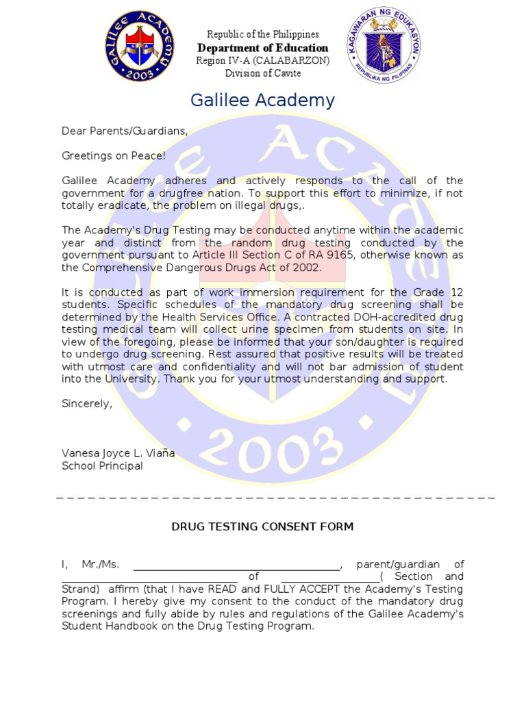 Drug Testing Consent Form | PDF