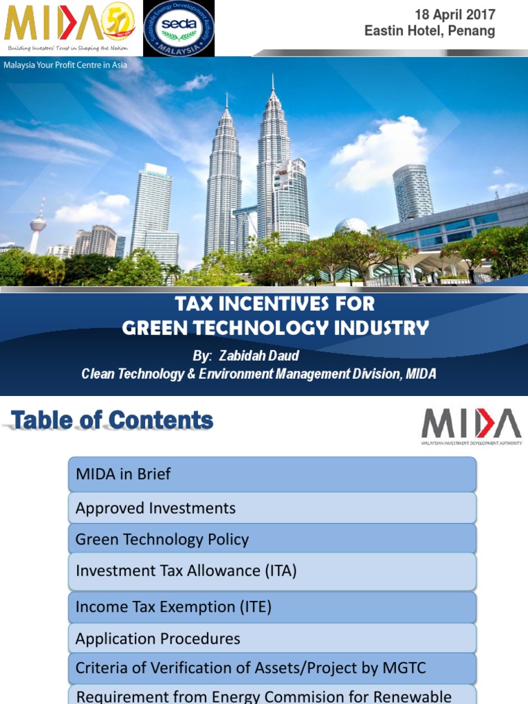 MIDA - Tax Incentives For Green Technology Industry | PDF | Green ...