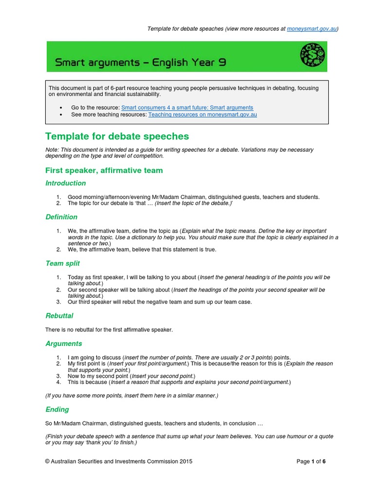 Template Debate | PDF | Argument | Reason