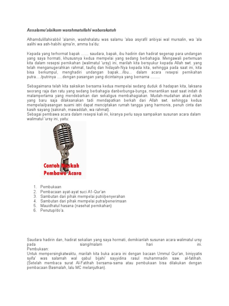 Contoh MC Pernikahan | PDF