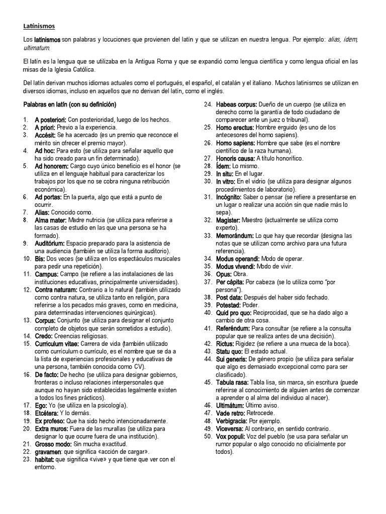 Latinismo | PDF | Homo Sapiens | latín