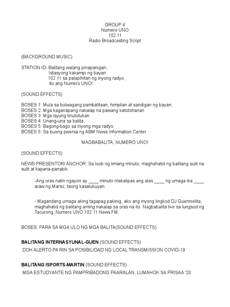 Balita - Iskrip | PDF