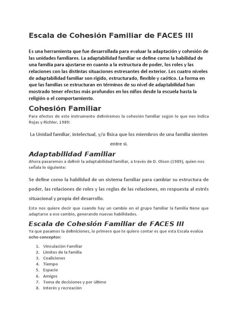 Cuestionario FACES III | PDF | Liderazgo | Creatividad