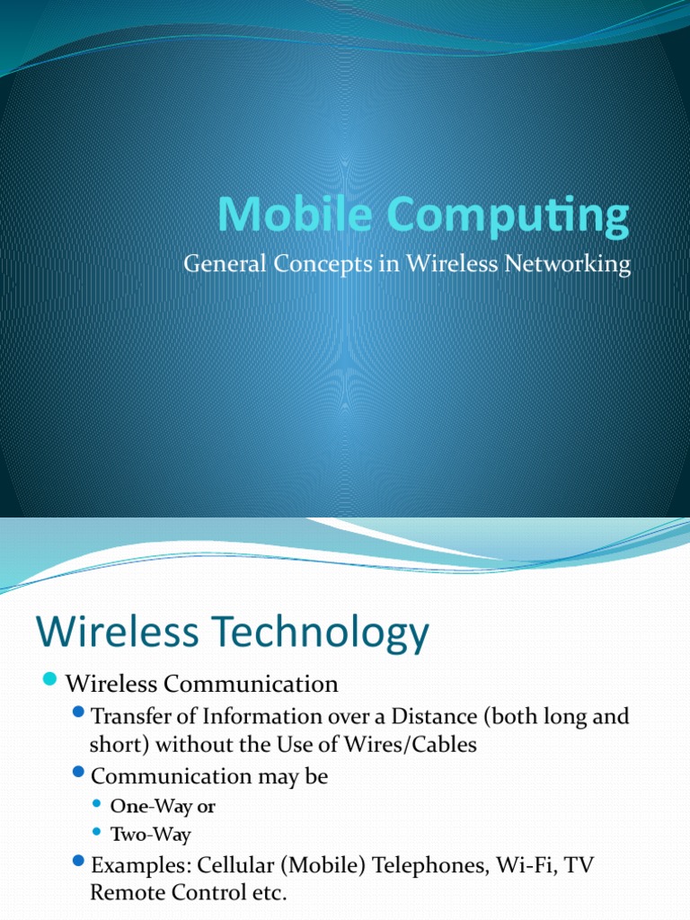 Mobile Computing: General Concepts in Wireless Networking | PDF ...