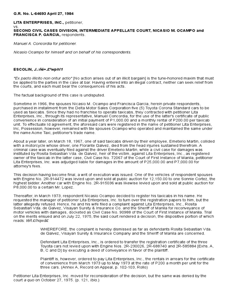 Lita Enterprises Vs Second Case | PDF | Lawsuit | Complaint