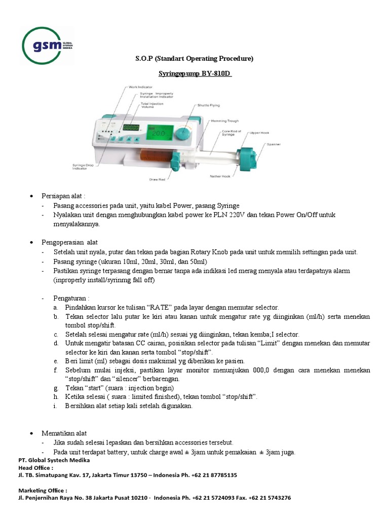 SOP Syringe Pump Cs-Byond | PDF