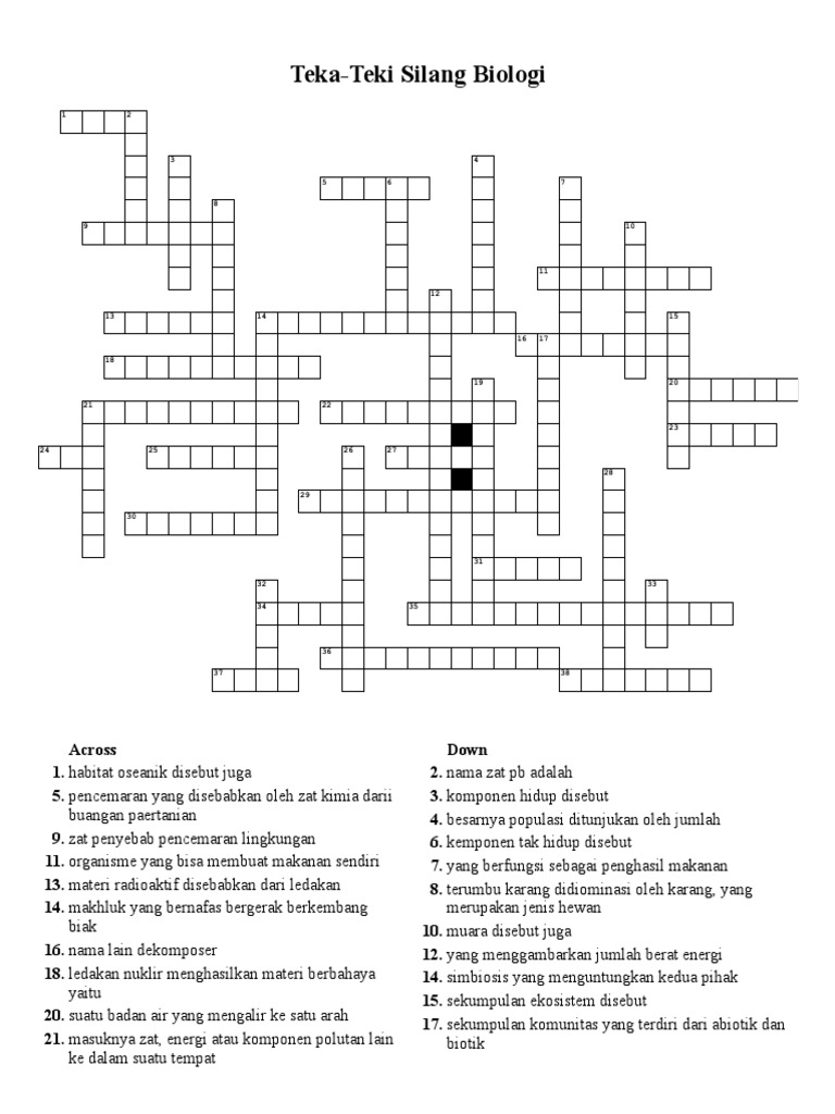 Teka Teki Silang Biologi | PDF