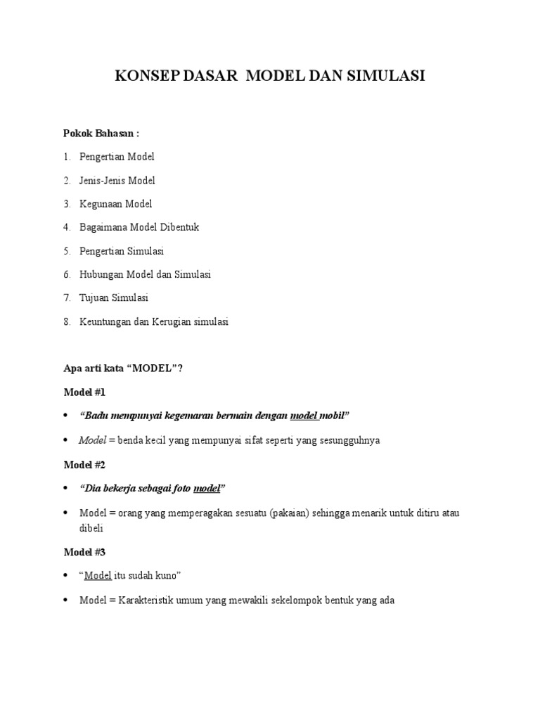 Konsep Dasar Model Dan Simulasi | PDF