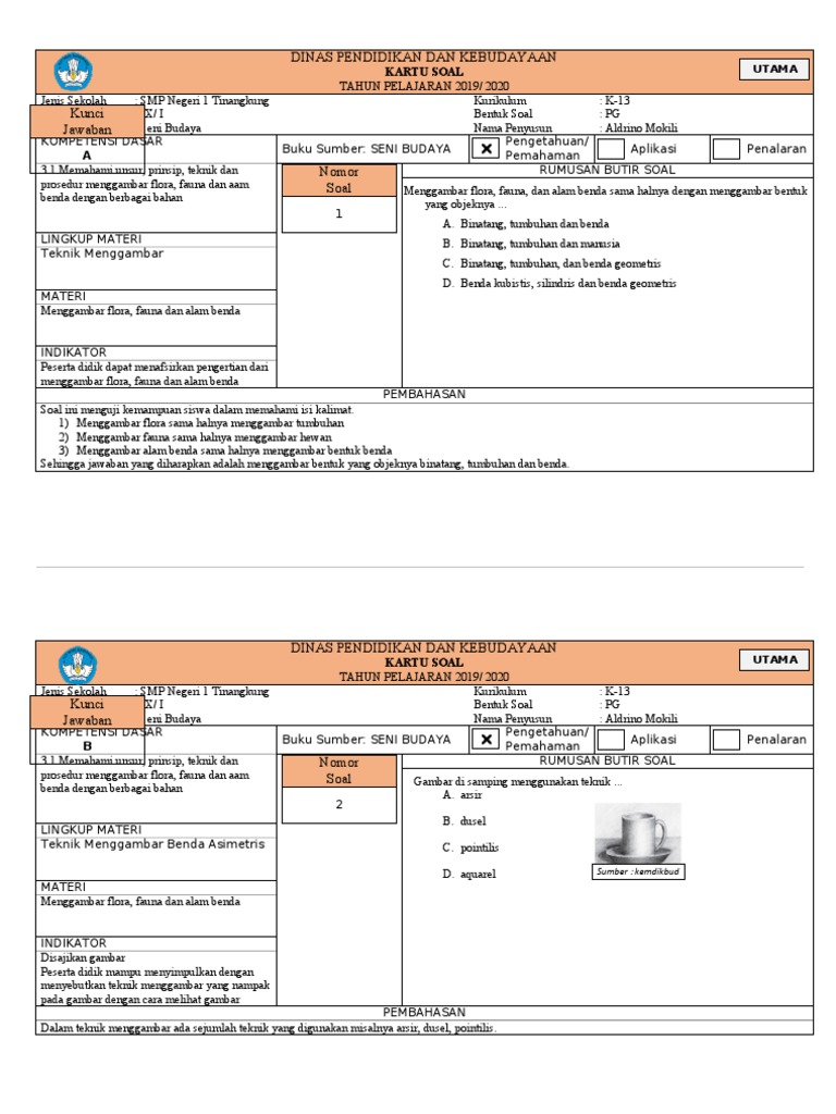 Kartu Soal SBD SMP | PDF