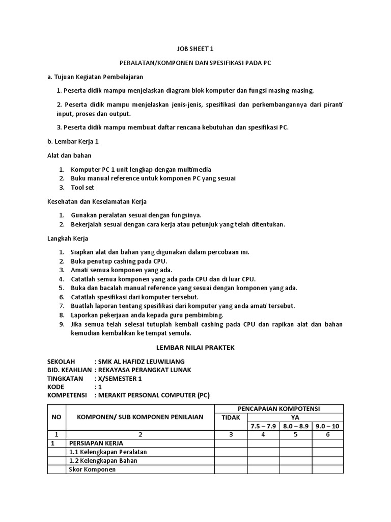 Job Sheet 1 MPC | PDF