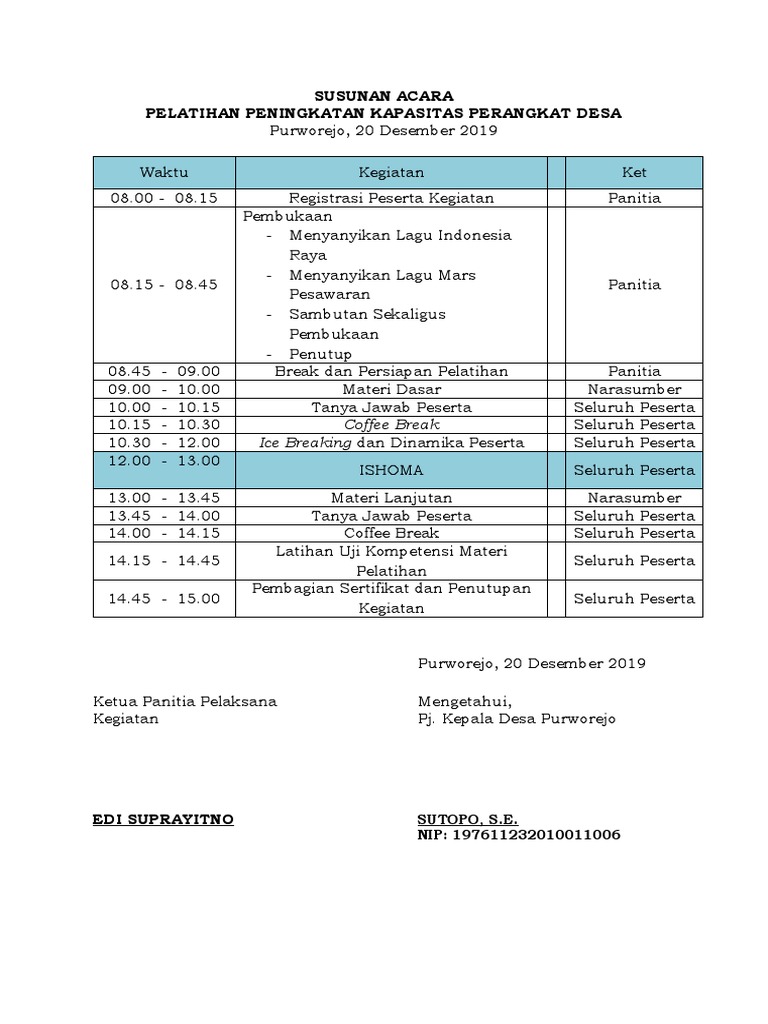 Contoh SUSUNAN ACARA | PDF
