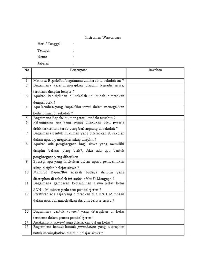 Instrumen Wawancara | PDF