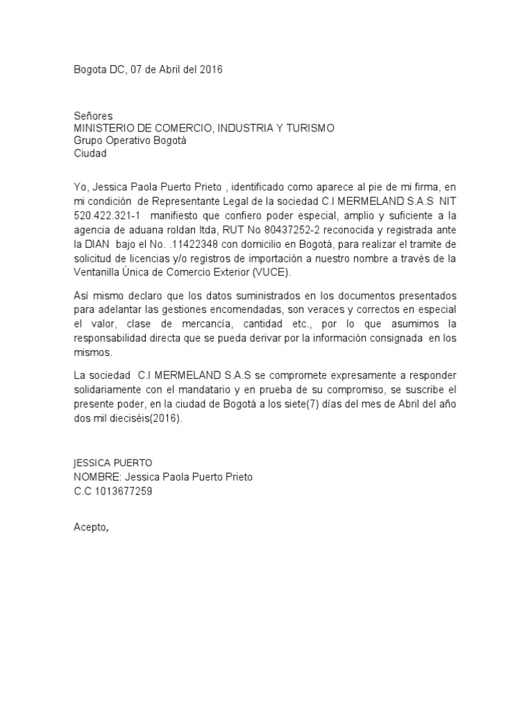 Mandato de Poder Vuce | PDF