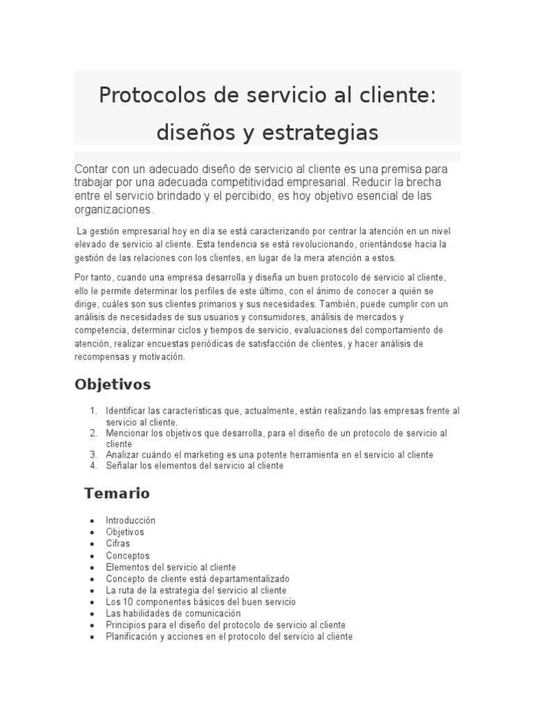 Protocolos de Servicio Al Cliente | PDF