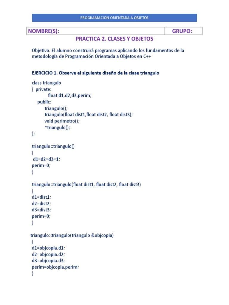 Ejercicios de POO | PDF | Objeto (informática) | Programación orientada a objetos