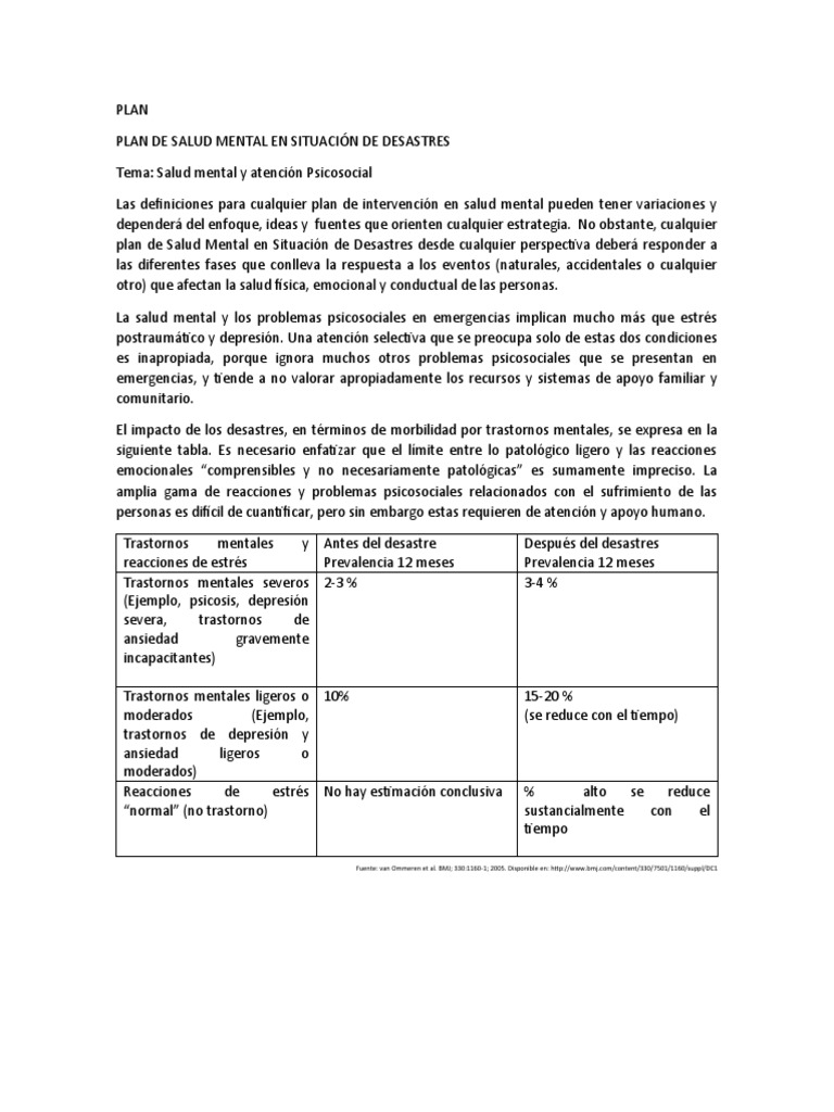 Salud Mental en Desastres: Estrategias Clave | PDF | Salud mental ...