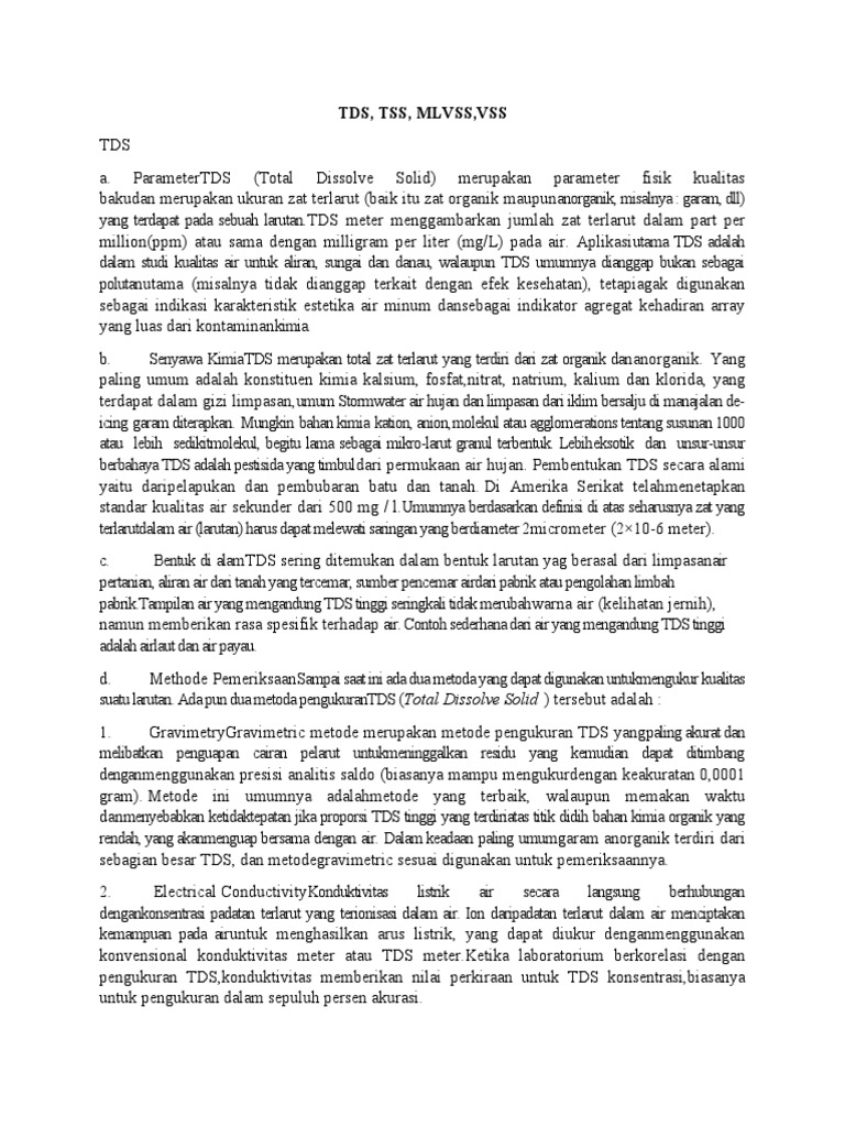 MLVSS, MLSS Dan TSS | PDF