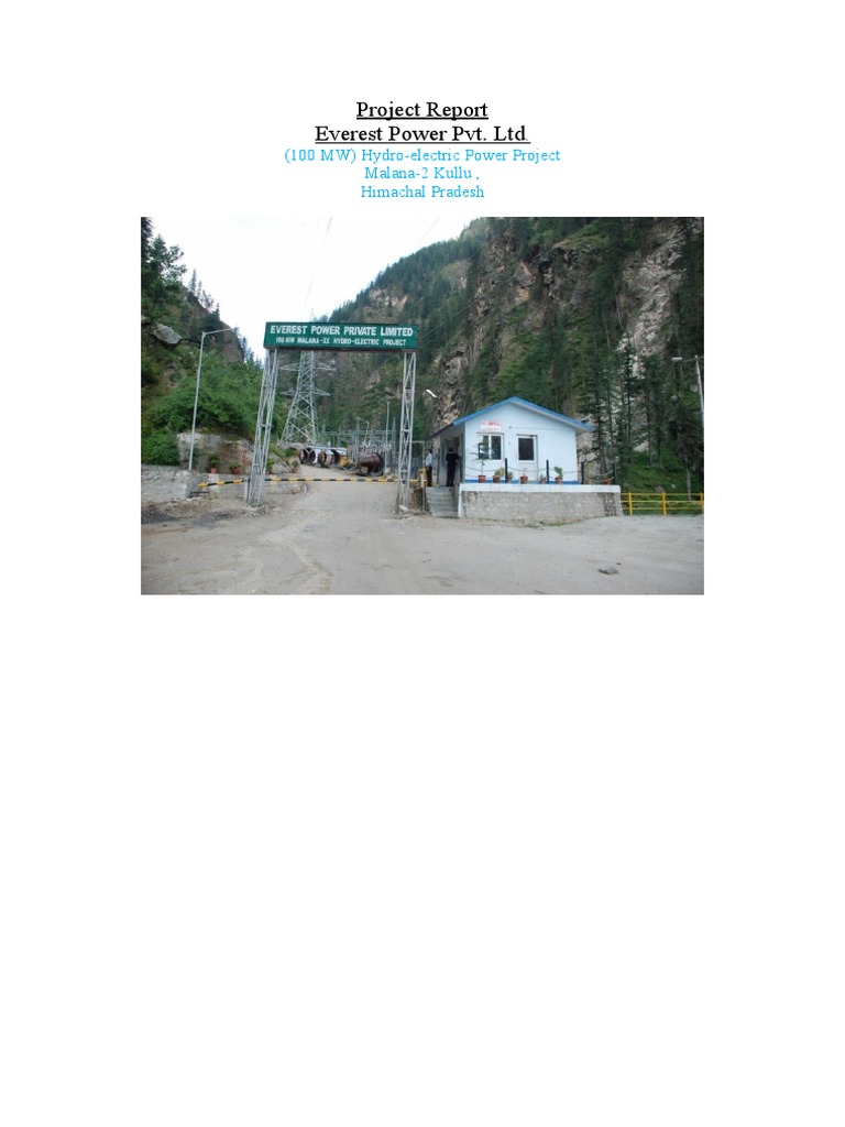 Project Report Everest Power Pvt. LTD: (100 MW) Hydro-Electric Power ...