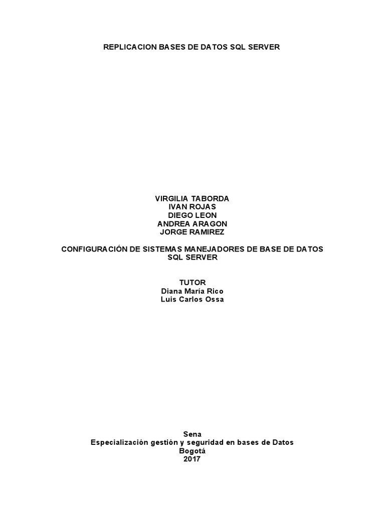 Replicacion Bases de Datos SQL Server | PDF