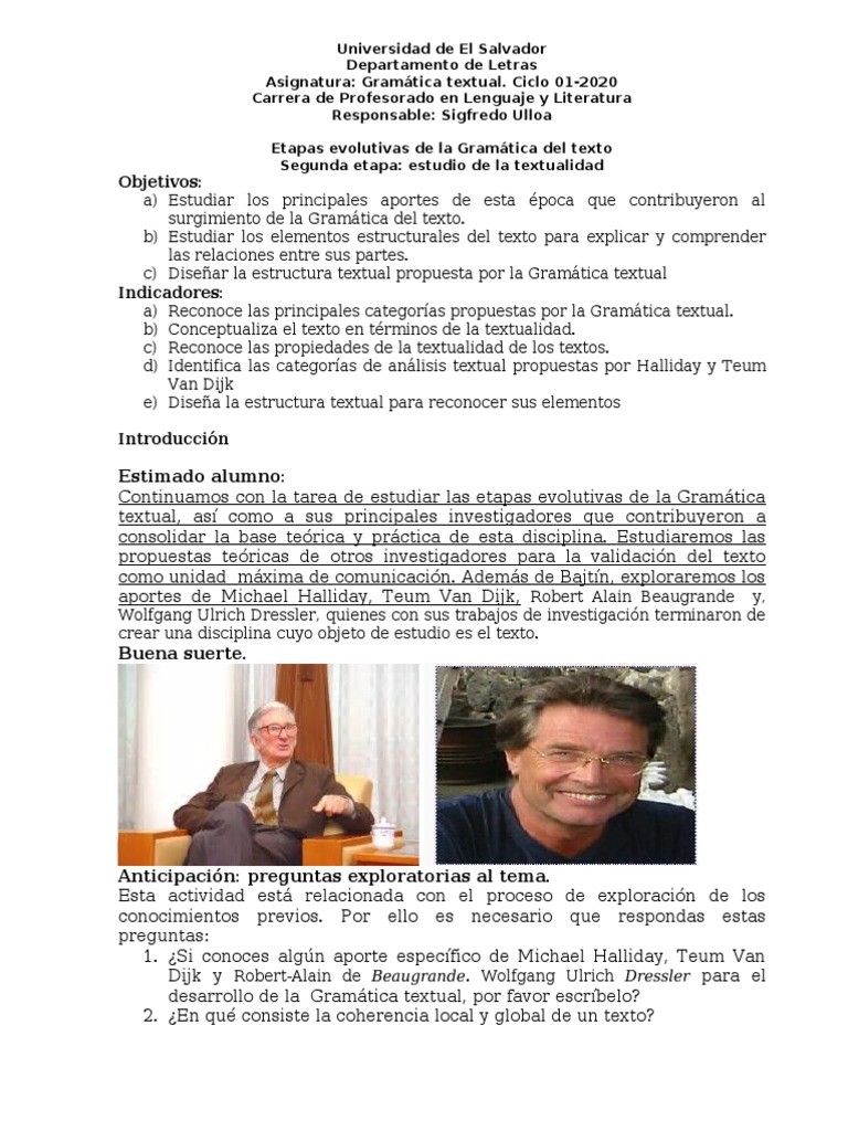 Guión Etapas de La Gramatica Textual | PDF | Oración (Lingüística ...
