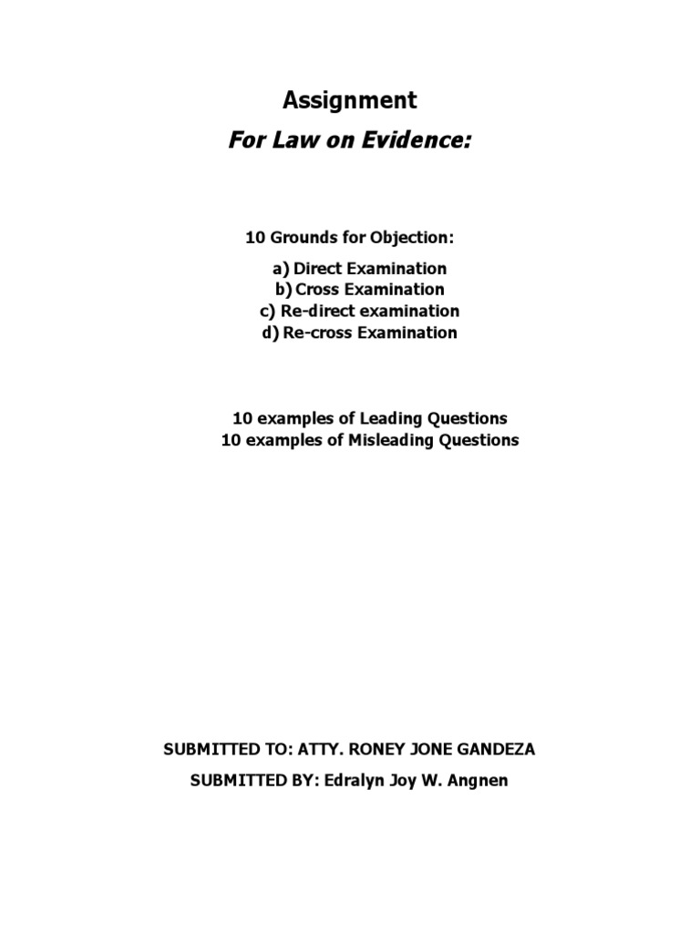 Grounds for Objection in Court | PDF | Witness | Evidence (Law)