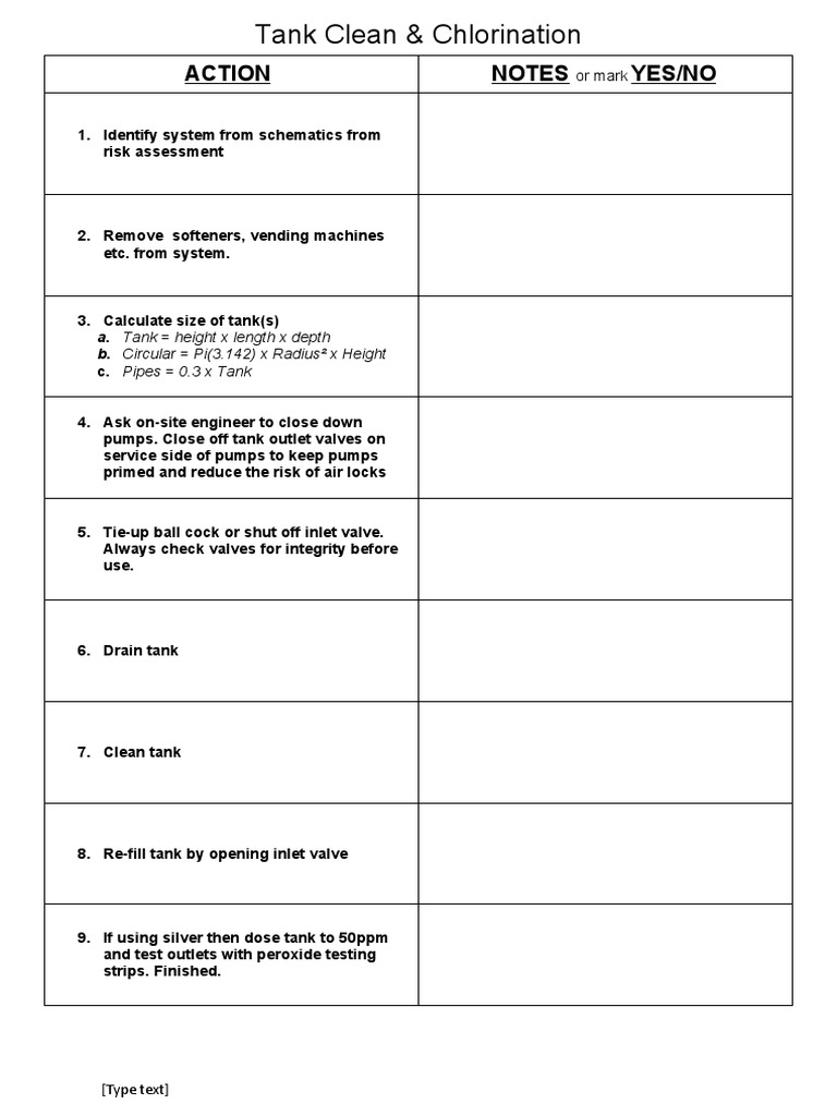 Tank Cleaning and Chlorination Guide | PDF