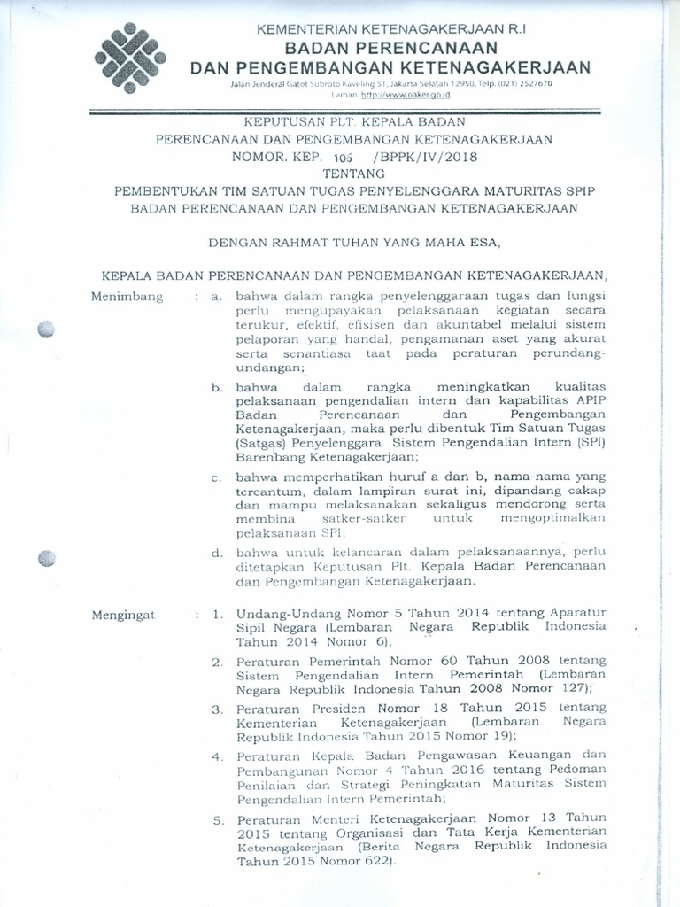 Contoh SK Satgas SPIP | PDF