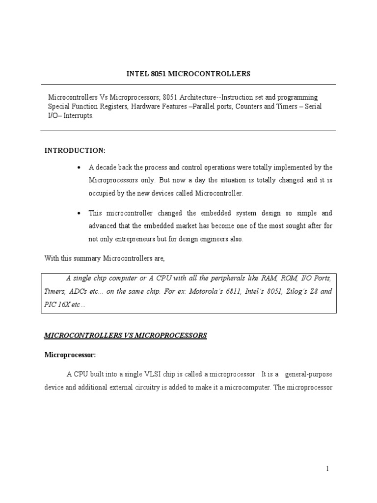 Unit-4 8051 Microcontroller | PDF | Microcontroller | Microprocessor