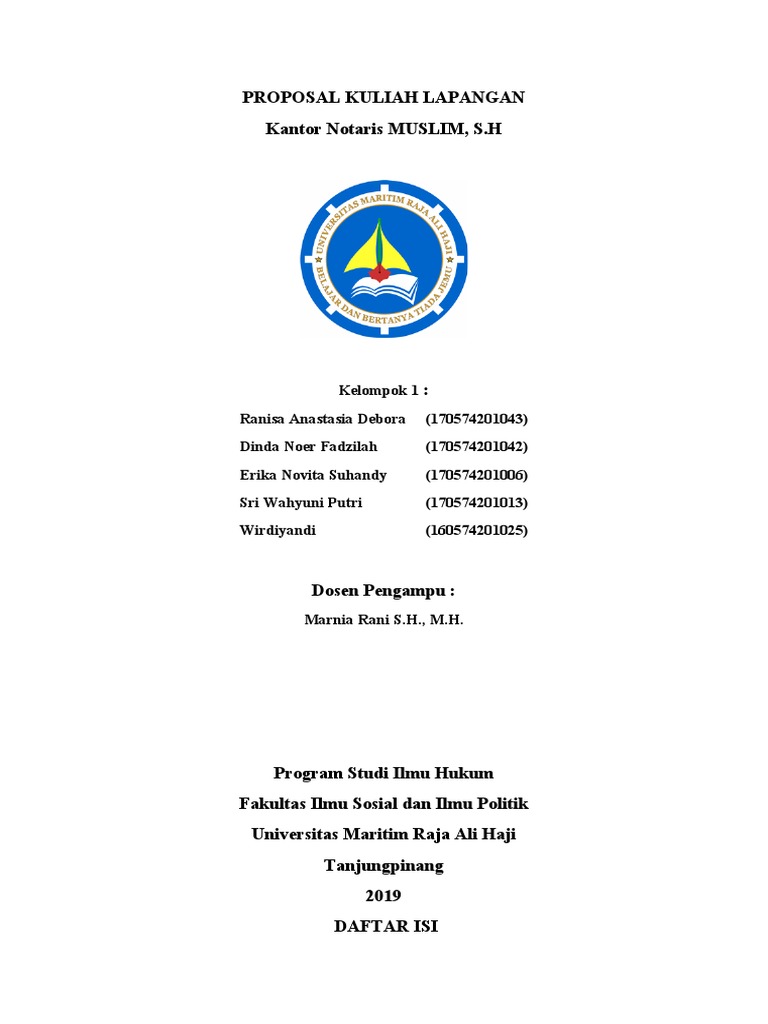 Proposal Kuliah Lapangan Notaris | PDF