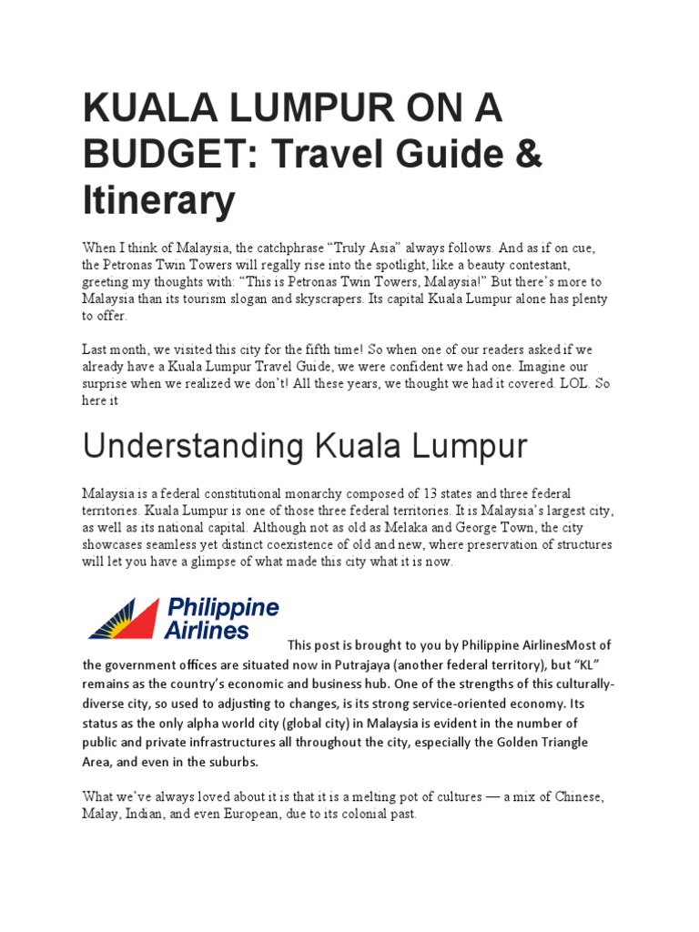 KL Itinerary Sample | PDF | Malaysia | Aviation