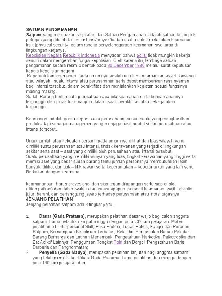 Buku SATUAN PENGAMANAN | PDF