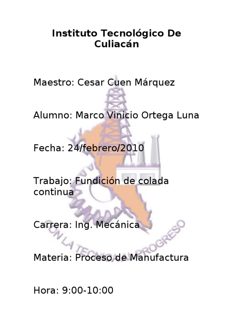 Colada Continua | PDF | Cobre | Fundición