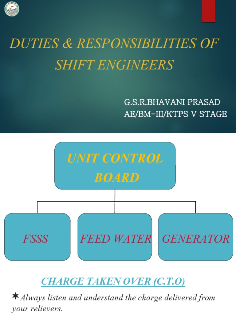 Duties & Responsibilities of Shift Engineer | PDF | Boiler | Pump