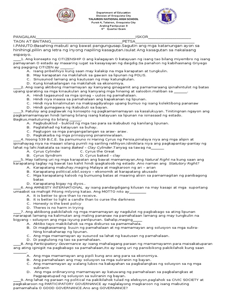 AP10 - 4th Quarter | PDF