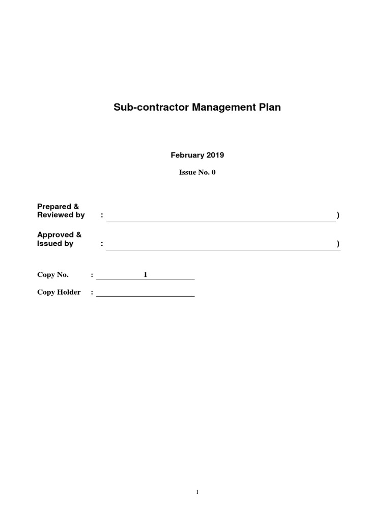 Subcontractor Plan | PDF | General Contractor | Safety