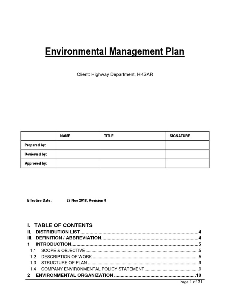 Environmental Management Plan | PDF | Municipal Solid Waste ...