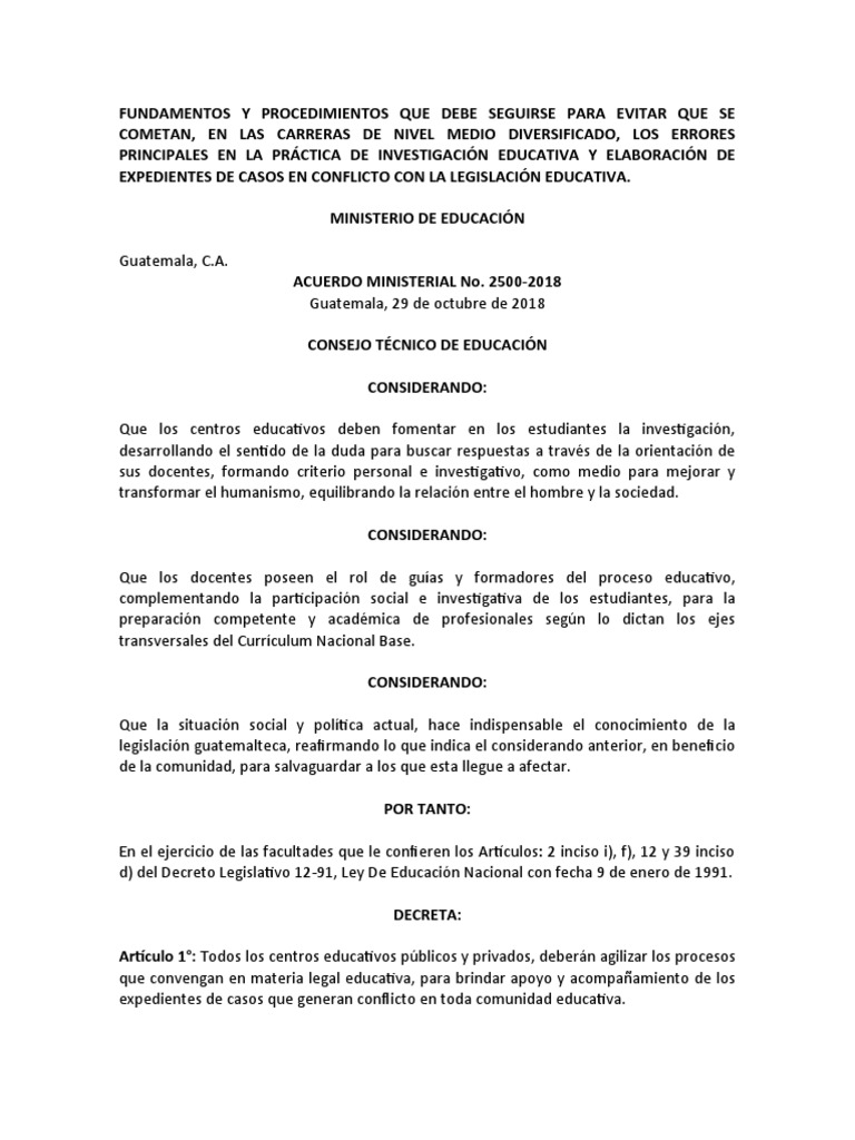 Ejemplo Decreto | PDF | Guatemala | Plan de estudios