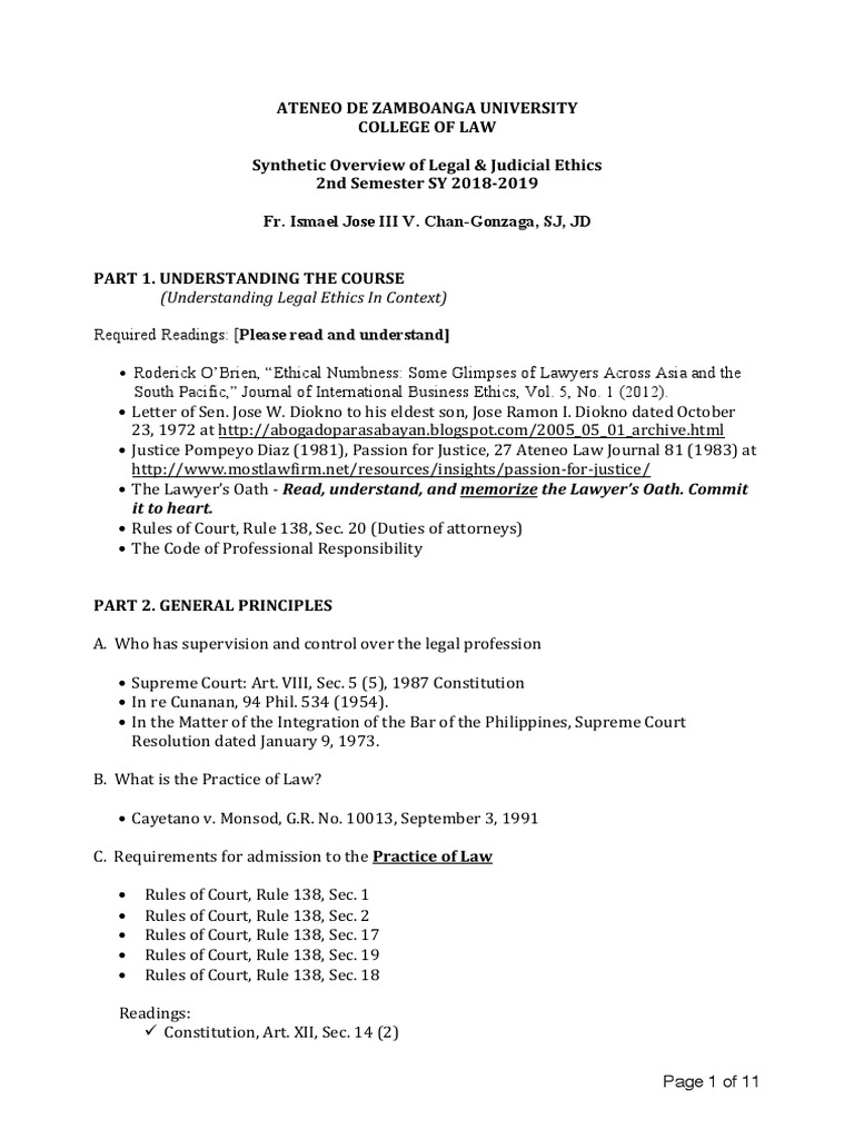 Legal Ethics Synthesis PDF | PDF | Disbarment | Lawyer