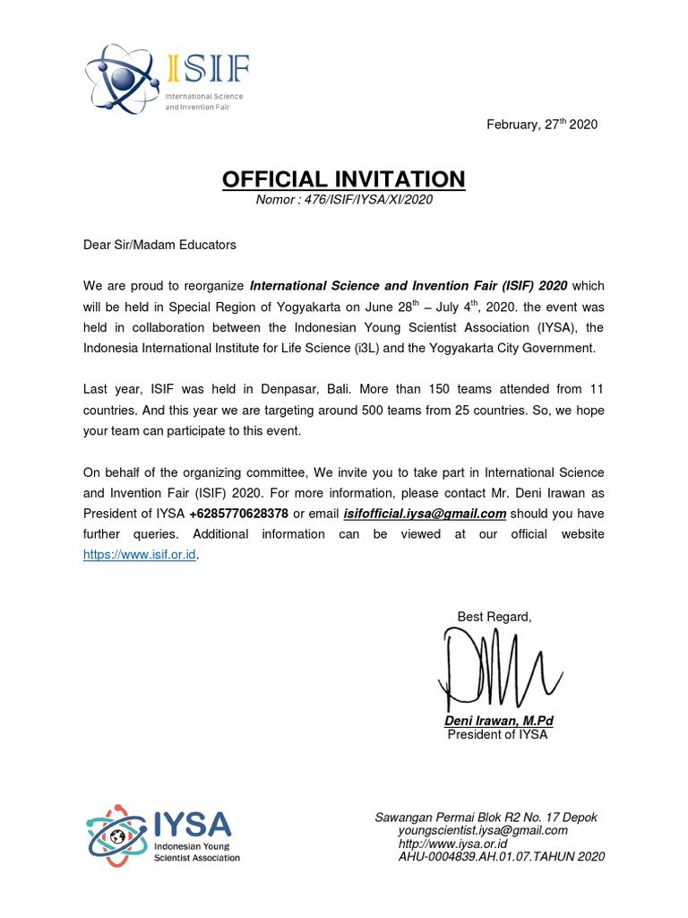 2020 ISIF Invitation Letter | PDF