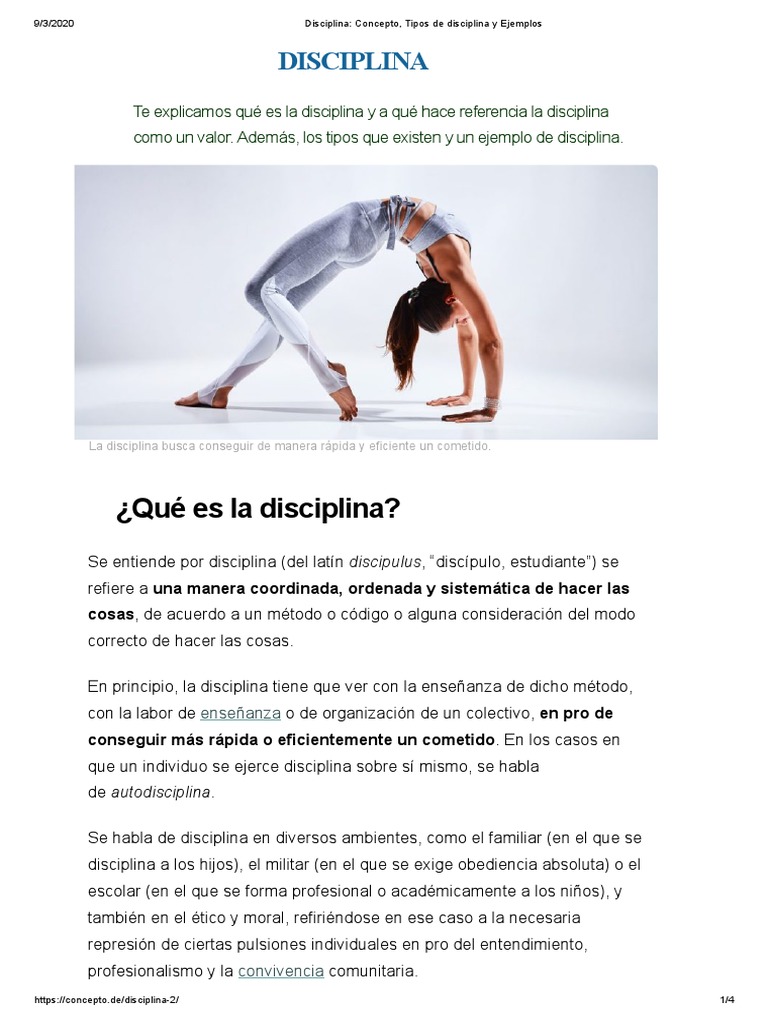 Disciplina - Concepto, Tipos de Disciplina y Ejemplos | PDF ...