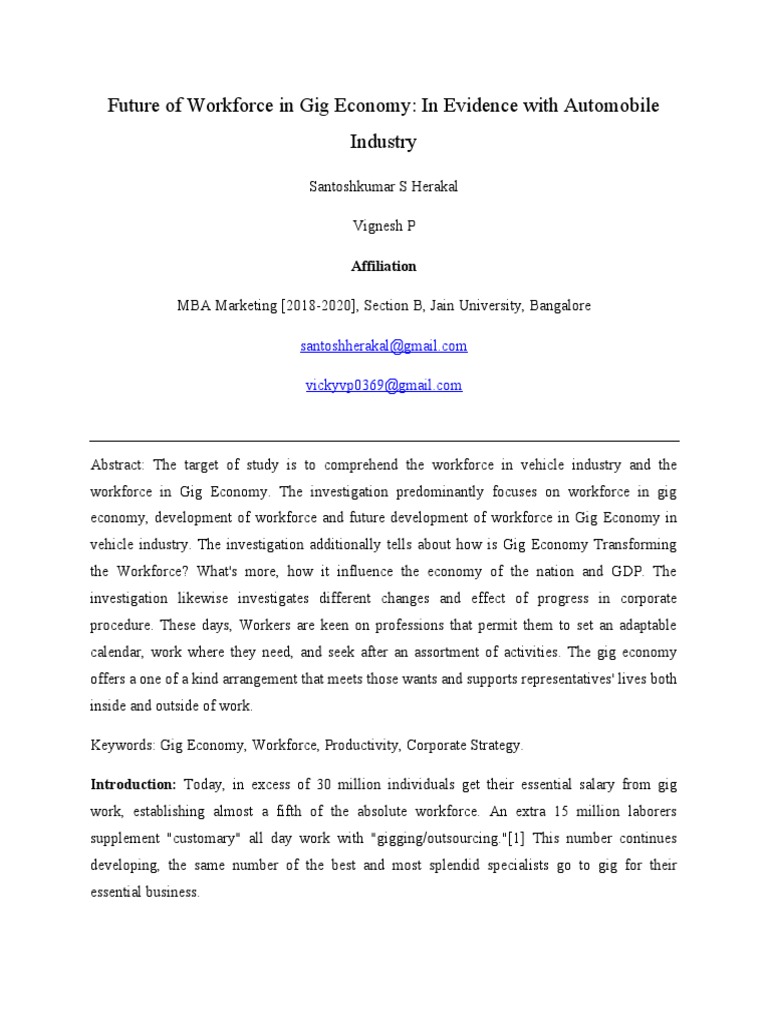 Gig Economy's Impact on Auto Workforce | PDF | Temporary Work | Automation