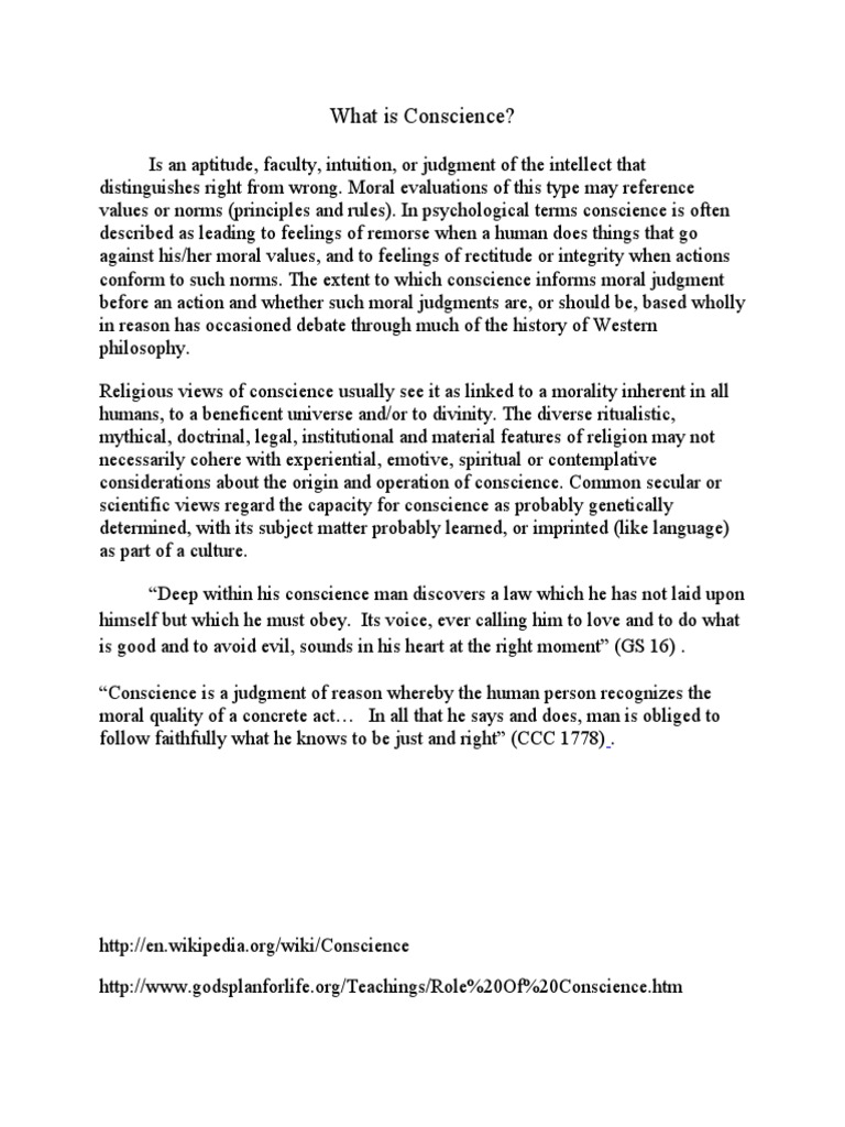 What Is Conscience | PDF | Conscience | Reason